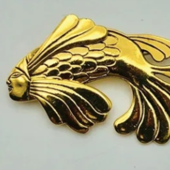 Laurel Burch | Jewelry | Laurel Burch Goddess Koi Fish Gold Brooch Pin ...